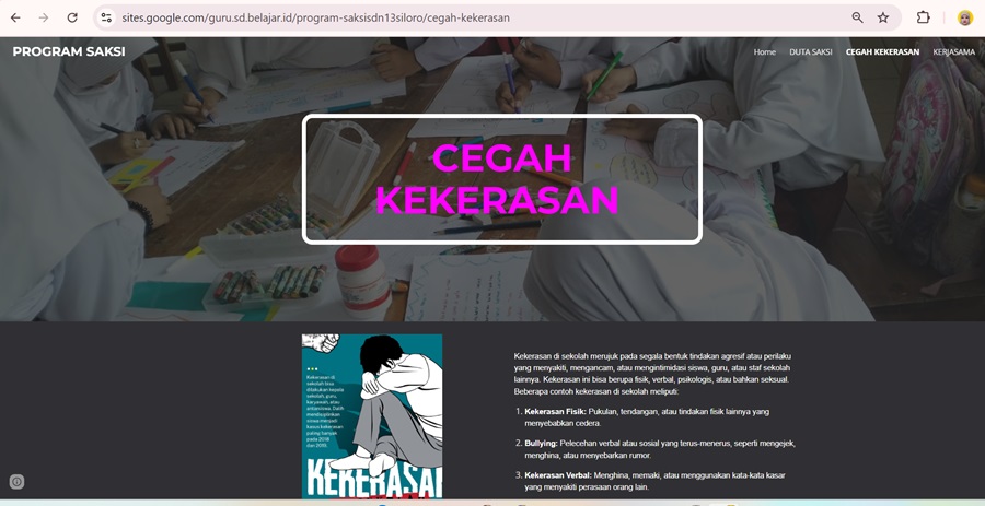 Praktik Baik Program SAKSI, Solusi Pencegahan dan Penanganan Kekerasan di Lingkungan Sekolah SDN ...